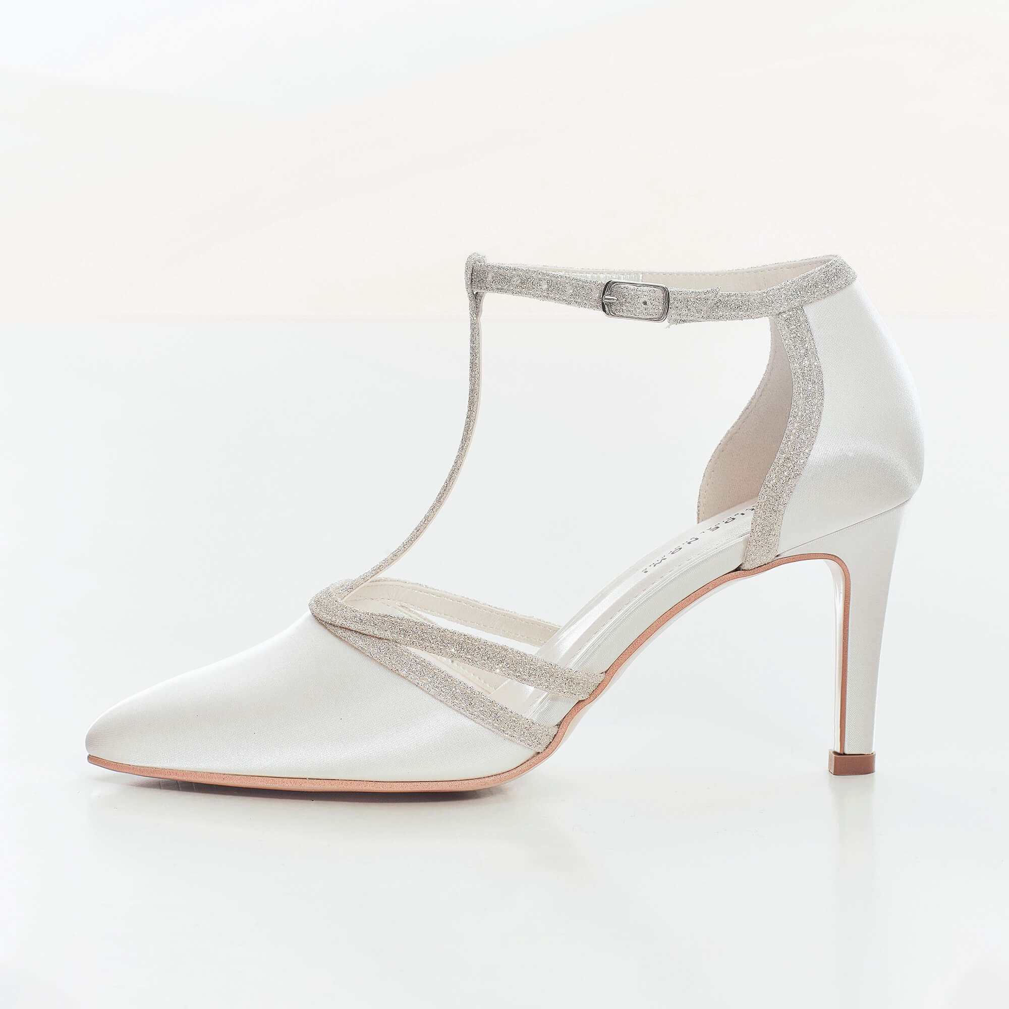 Bride Now: Glitter trim ivory & silver satin bridal stiletto